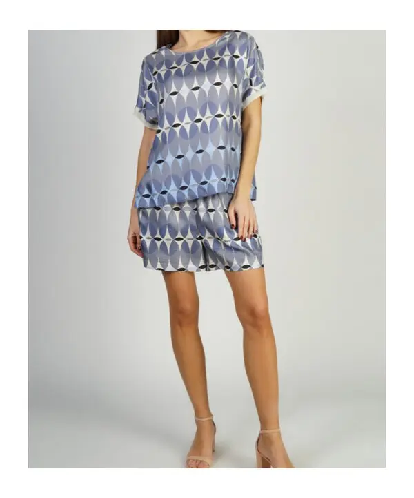 Lorena Antoniazzi Geometric Print Silk T-shirt - Gray