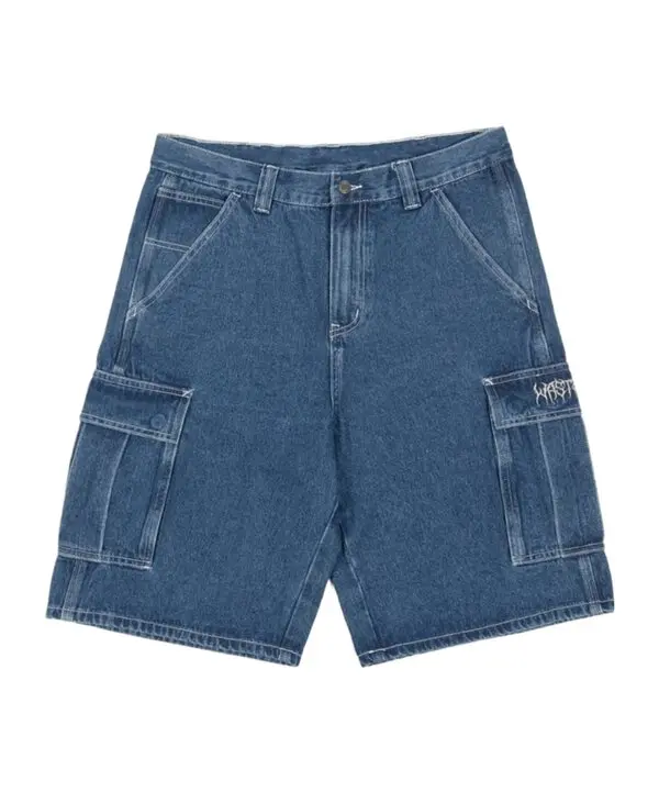 WASTED PARIS Belt Loop Denim Cargo Shorts