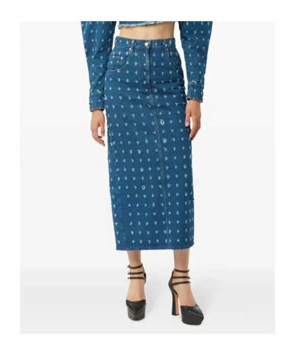 Nina Ricci Distressed Denim Skirt