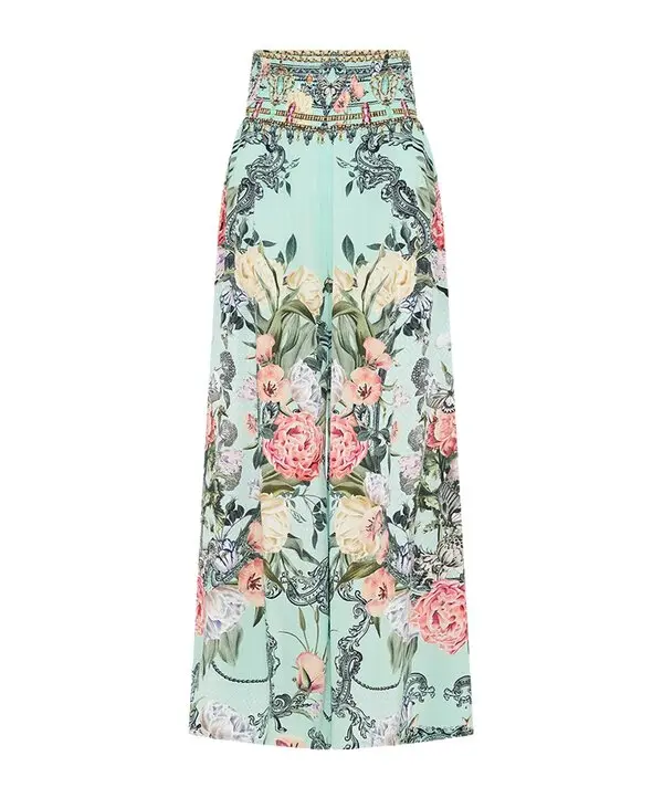 Camilla Pleated Wide-leg Pants - Green