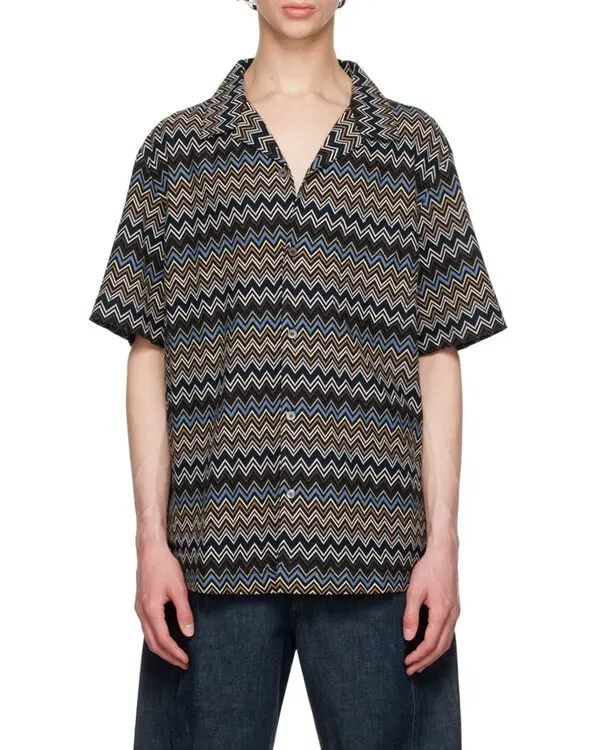 Missoni Zigzag Bowling-cut Knitted Shirt