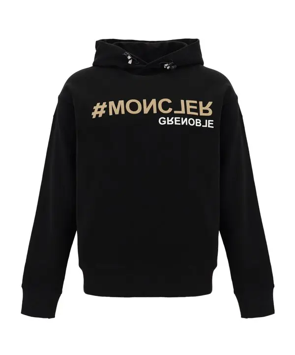 Moncler Logo Detailed Drawstring Hoodie - Black