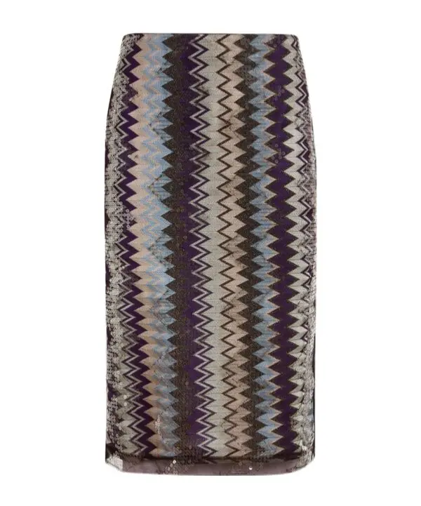 Missoni Zigzag Sequin Overlay Midi Skirt