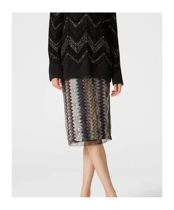 Missoni Zigzag Sequin Overlay Midi Skirt