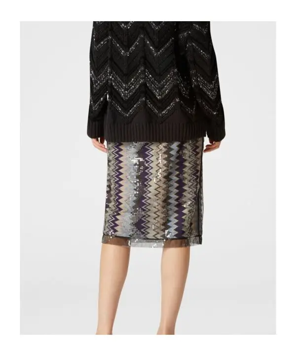 Missoni Zigzag Sequin Overlay Midi Skirt