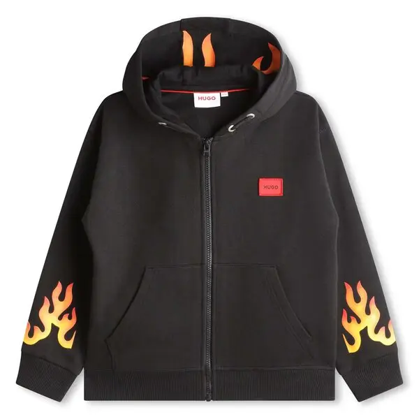 Hugo Boss Flame-print Zip-up Hoodie