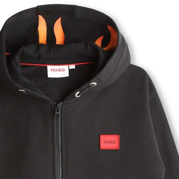 Hugo Boss Flame-print Zip-up Hoodie