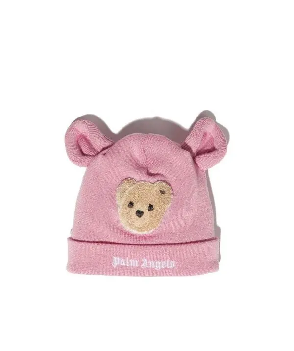 Palm Angels Bear Wool Knitted Beanie - Pink