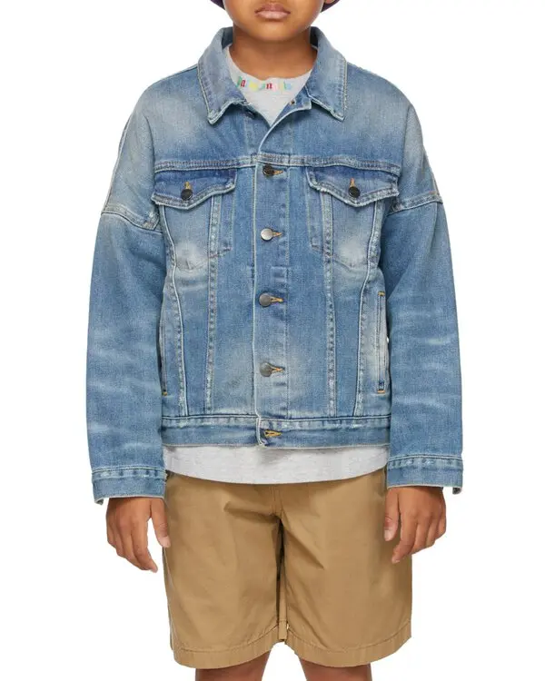Palm Angels Logo Over Denim Jacket White