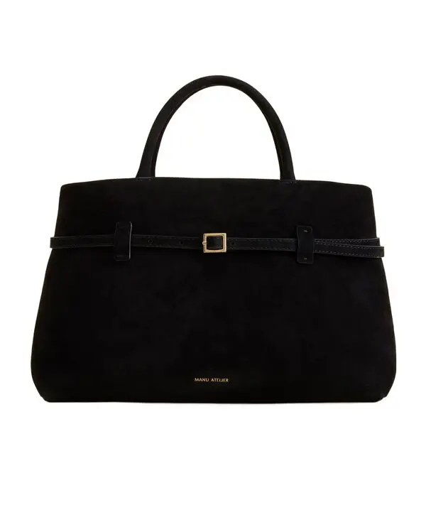 Manu Atelier Buckle Detailed Top Handle Bag - Black