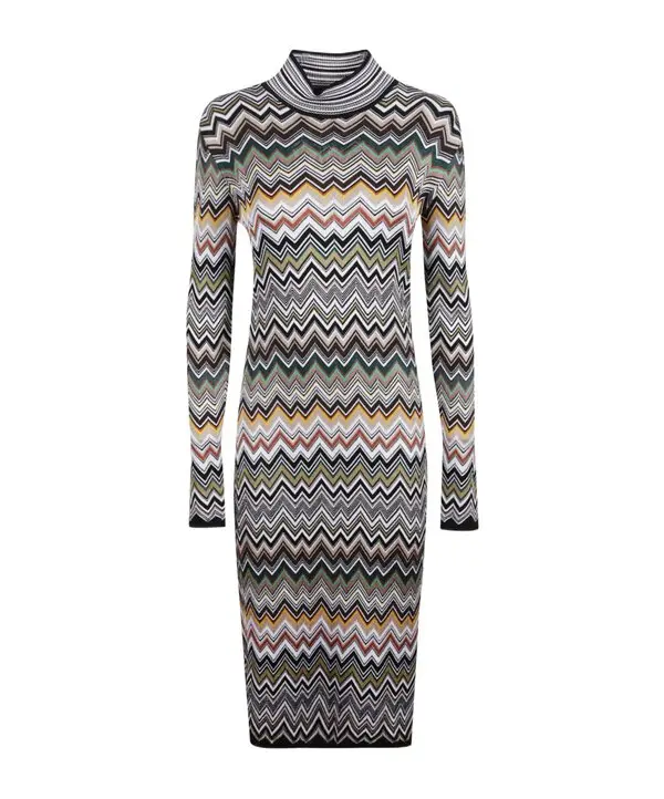 Missoni Zig-zag Long Sleeved Midi Dress - Gray