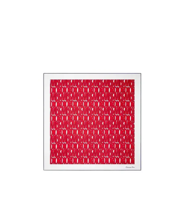 Dior Miss Allover 90 Square Scarf - White/red