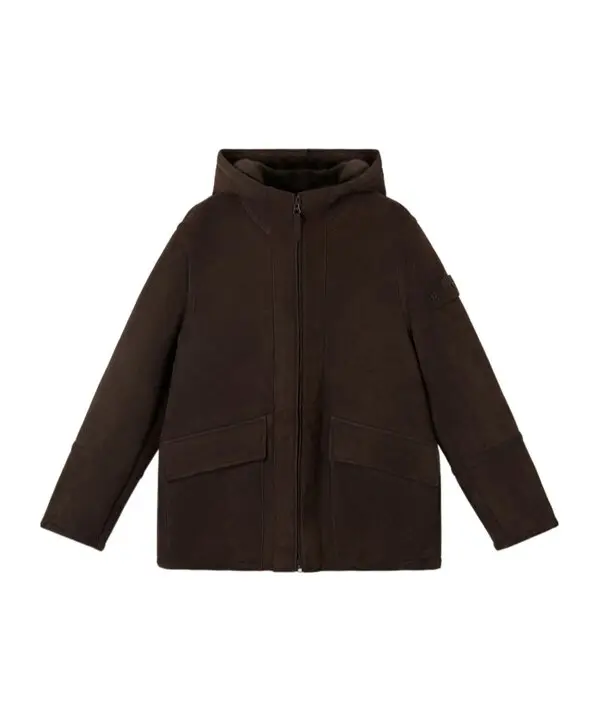 Stone Island Hooded Zip-up Jacket With Flap Pockets And Logo Badge