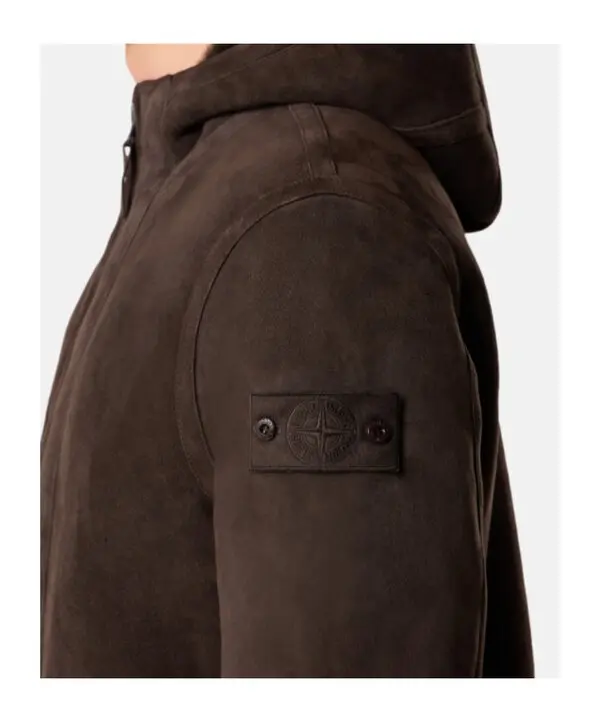 Stone Island Hooded Zip-up Jacket With Flap Pockets And Logo Badge