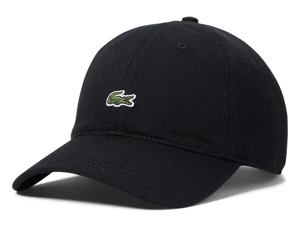 Lacoste Cotton Cap With Croc Logo - Black