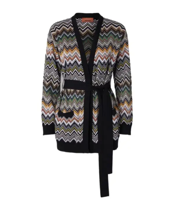 Missoni Chevron-pattern Belted Cardigan - Multicoloured