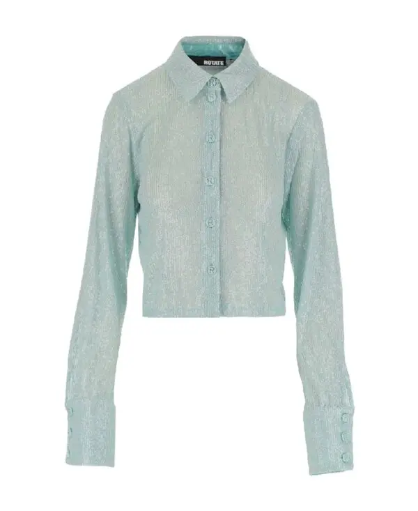 ROTATE BY BIRGER CHRISTENSEN Sequin-trimmed Button-down Shirt - Gray