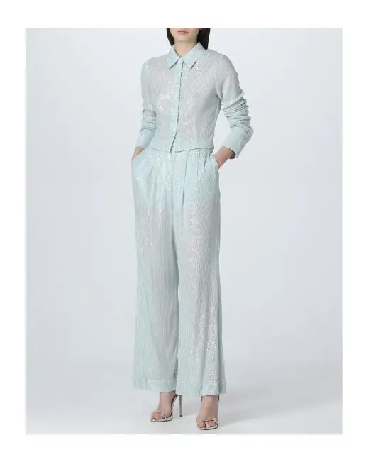 ROTATE BY BIRGER CHRISTENSEN Sequin-trimmed Button-down Shirt - No