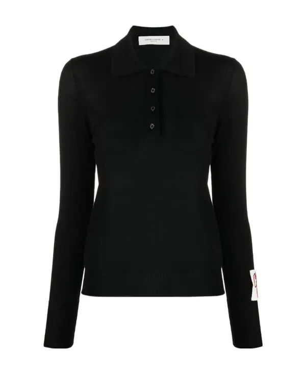 GOLDEN GOOSE Long-sleeved Knitted Polo Shirt - No