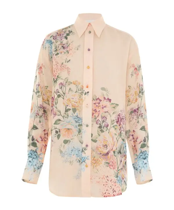 Zimmermann Halliday Relaxed Shirt With Asymmetrical Prints - No