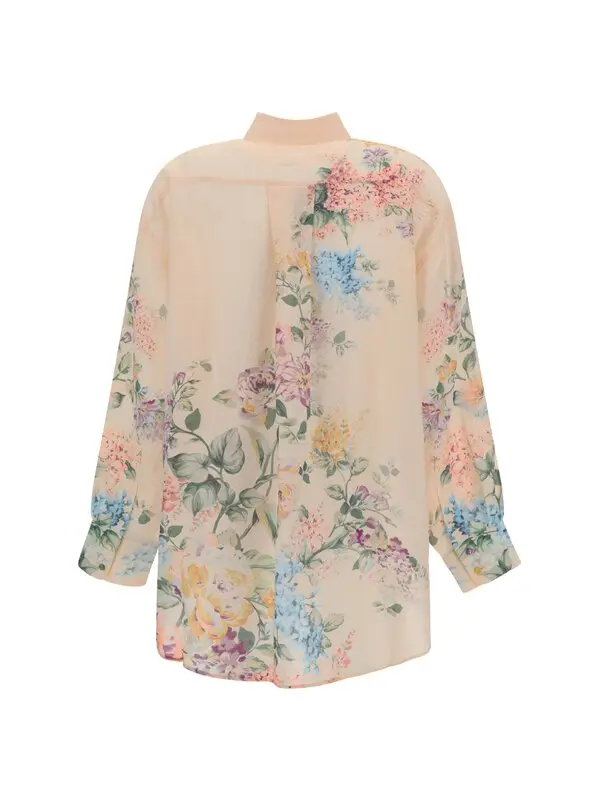 Zimmermann Halliday Relaxed Shirt With Asymmetrical Prints
