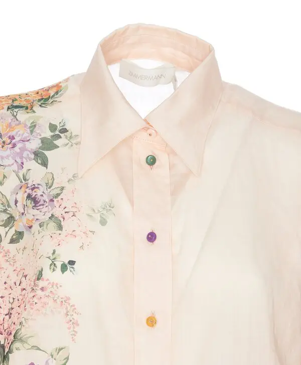 Zimmermann Halliday Relaxed Shirt With Asymmetrical Prints