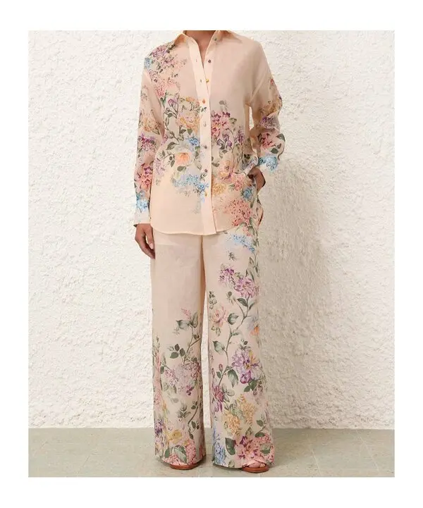 Zimmermann Halliday Relaxed Shirt With Asymmetrical Prints