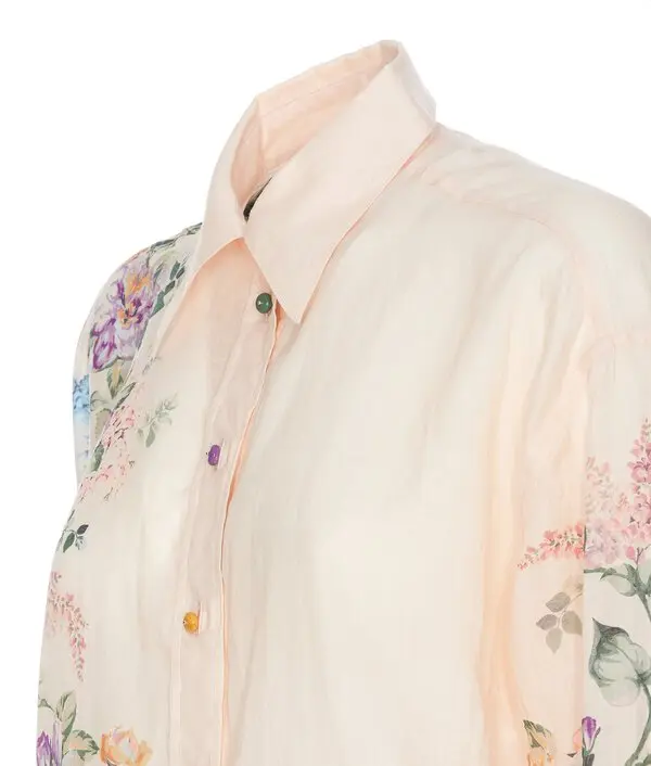 Zimmermann Halliday Relaxed Shirt With Asymmetrical Prints