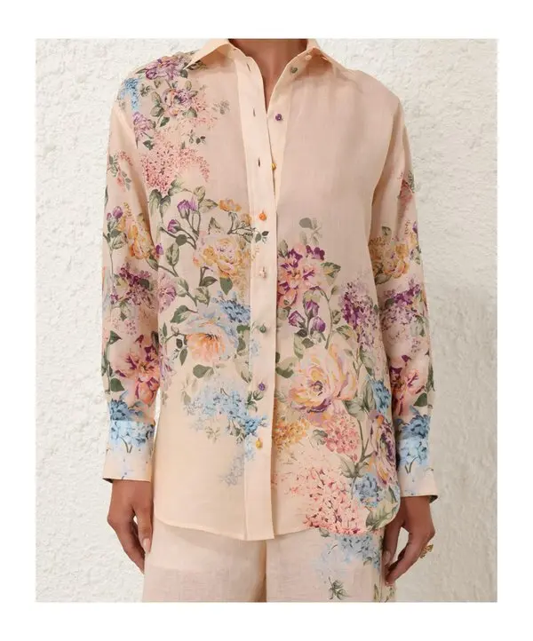 Zimmermann Halliday Relaxed Shirt With Asymmetrical Prints
