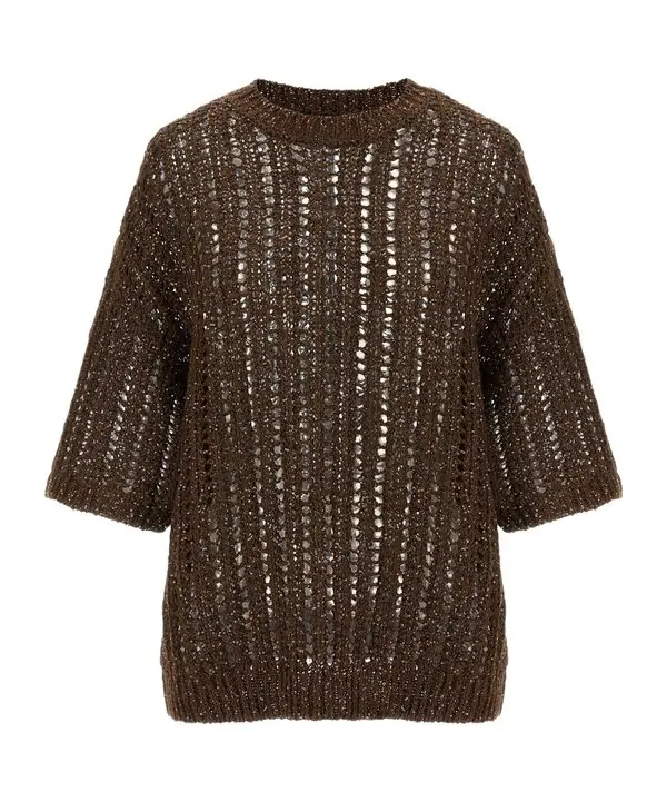 Brunello Cucinelli Short-sleeved Crewneck Knitted Jumper - Brown