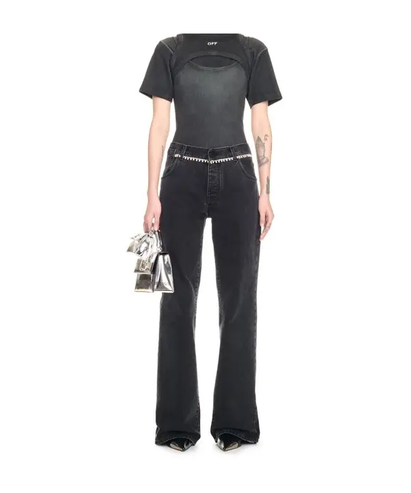 Off-White Belted Wide Jeans