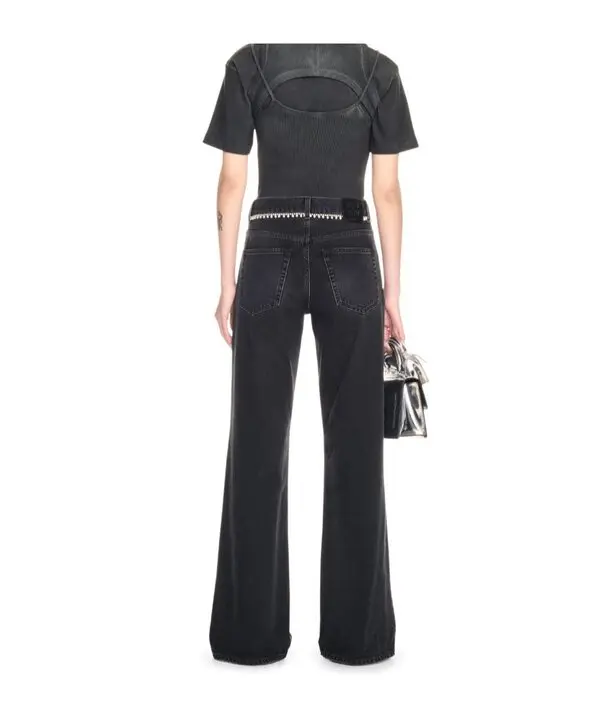 Off-White Belted Wide Jeans