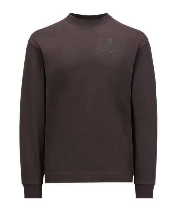 Moncler Logo Detailed Long-sleeved T-shirt - Dark Brown