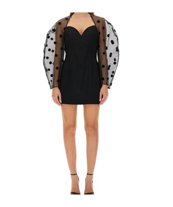Nina Ricci Balloon Sleeve Polka Dot Dress
