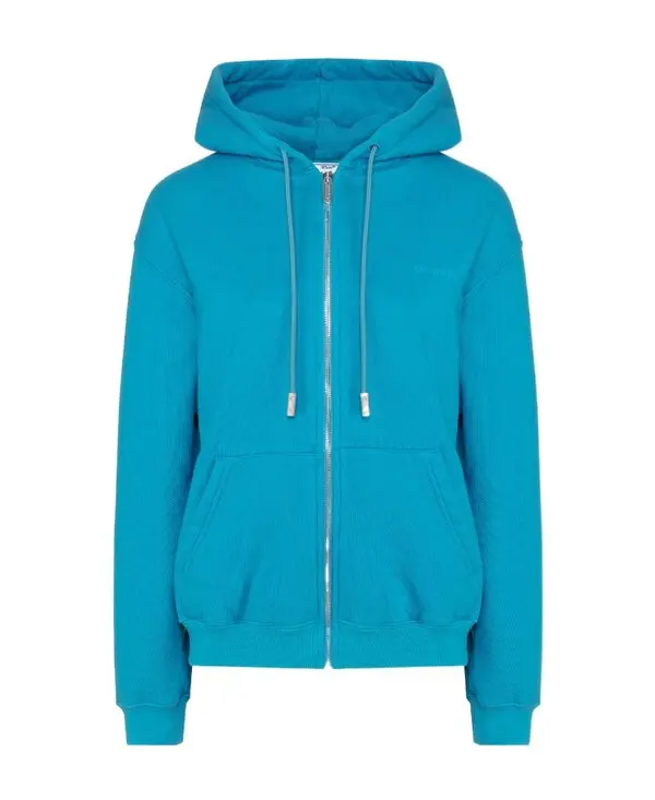 Off-White Diag-print Zip-front Hoodie - Blue