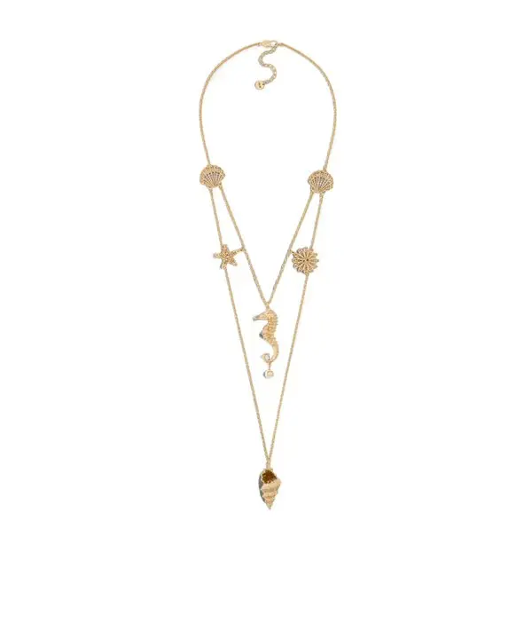 Dior Christian Logo Embellished Necklace - Yellow