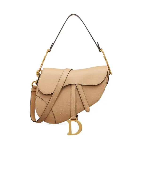 Dior Saddle Bag With Strap - Biscuit