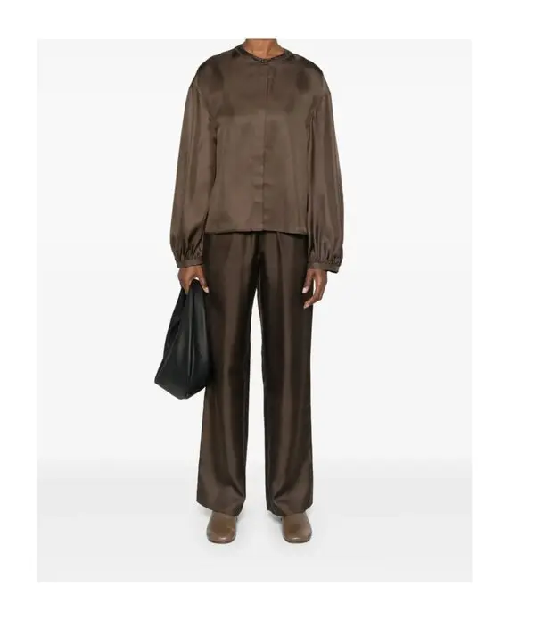 Loulou De Saison Elasticated-waist Silk Trousers - Brown