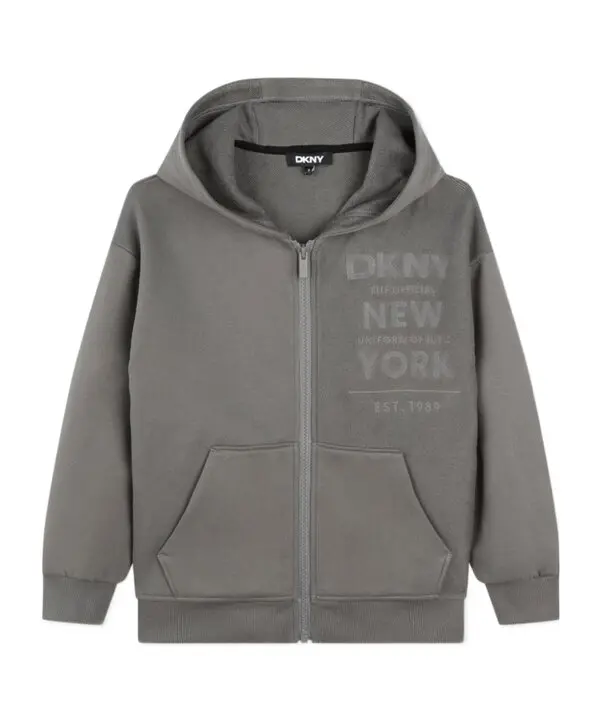 Dkny Logo Embroidered Full Zip Hoodie