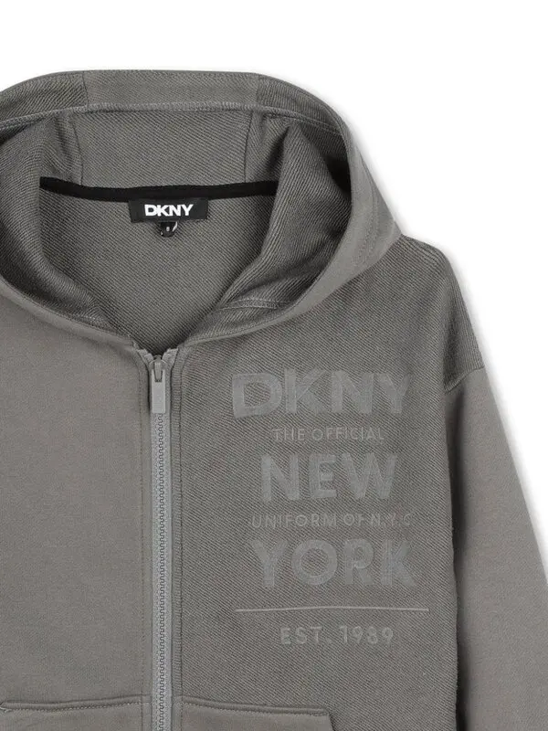 Dkny Logo Embroidered Full Zip Hoodie