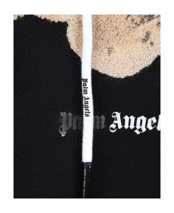 Palm Angels Sprayed Bear Logo Cropped Hoodie