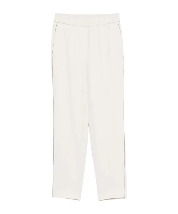 Peserico Elastic-waistband Side-stripe Trousers - White