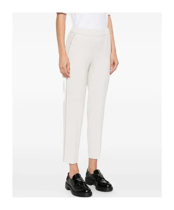 Peserico Elastic Waistband Trousers With Side Stripe Detail - White