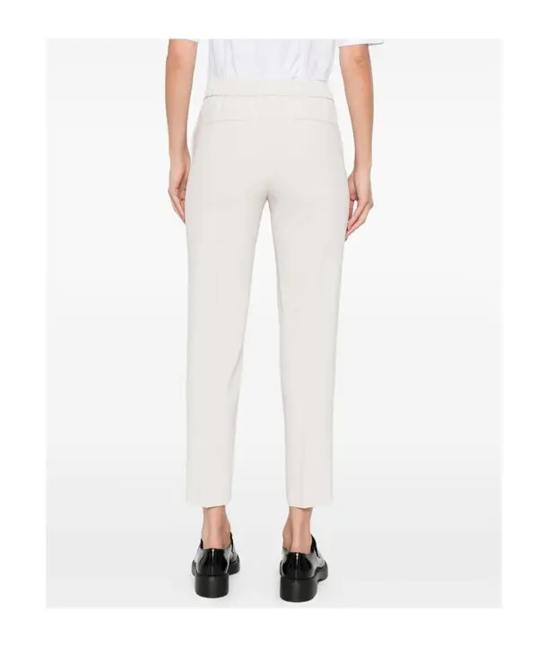 Peserico Elastic Waistband Trousers With Side Stripe Detail - White