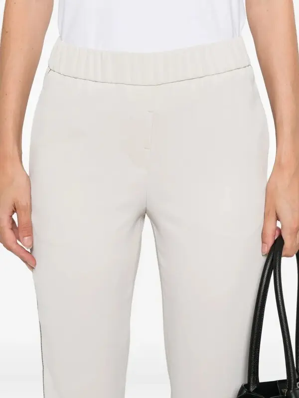 Peserico Elastic Waistband Trousers With Side Stripe Detail - White