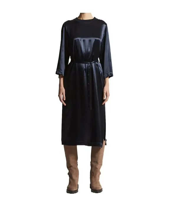 Peserico Midi Dress With Belt And Side Slits