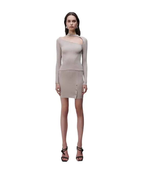 Simkhai Asymmetrical Cut-out Mockneck Top