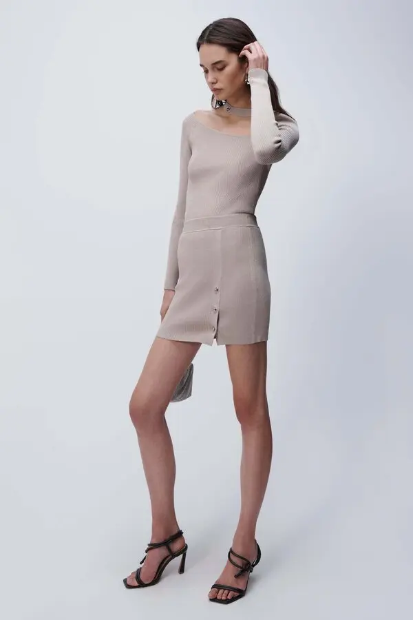 Simkhai Asymmetrical Cut-out Mockneck Top