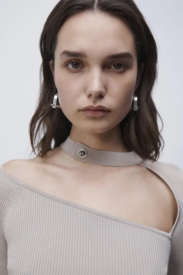 Simkhai Asymmetrical Cut-out Mockneck Top