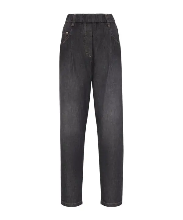 Brunello Cucinelli Elastic Waist Tapered Jeans